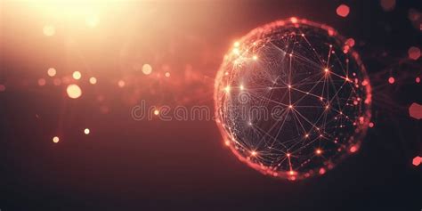 Digital Globe With Interconnected Lines And Glowing Nodes Abstract Technology Background Stock