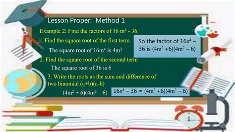 Factoring Difference Of Two Squares Pptx