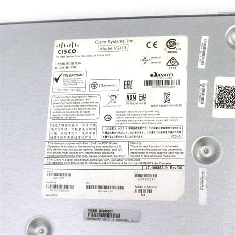 Cisco Vg310 Modular 24 Fxs Port Voice Over Ip Gateway