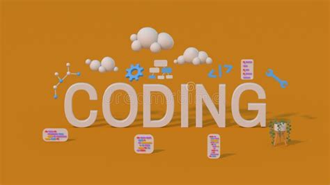 Coding Text 3d Render Illustration Stock Illustration Illustration Of
