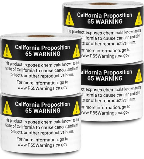 California Proposition 65 Warning Labels 4 X 2 Inch 600 Labels 4 Rolls Prop 65