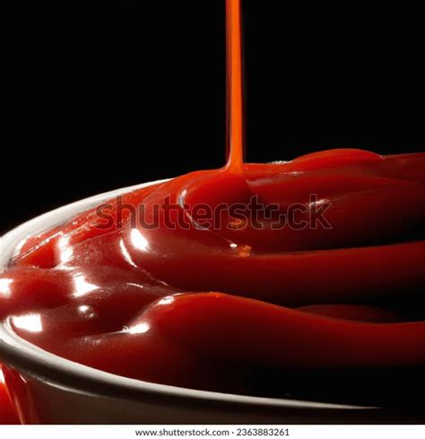 Close Photo Ketchup Overflowing Table Bowl Ai Generated Image
