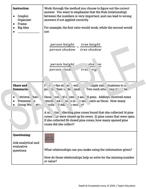 Ratios With Depth And Complexity 6th 7th Grade The Center For Depth And Complexity