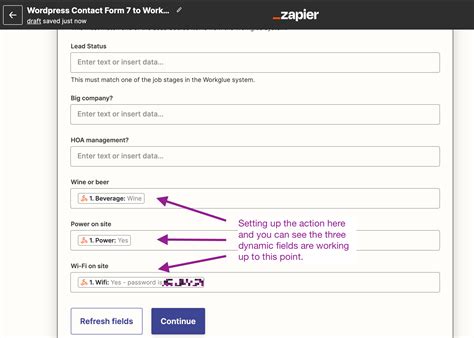 Zap Works Perfectly Except Not Delivering Dynamic Field Data To Server