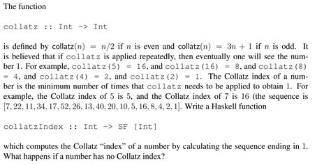 Solved The Function Collatz Int Int Is Defined By