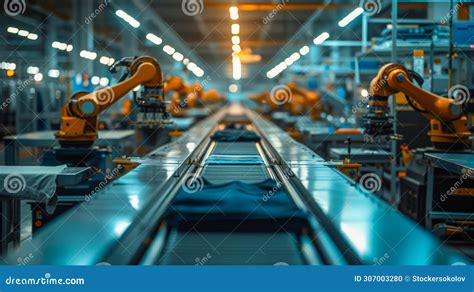 Industrial Robots Sorting Textiles On Automated Production Line Stock