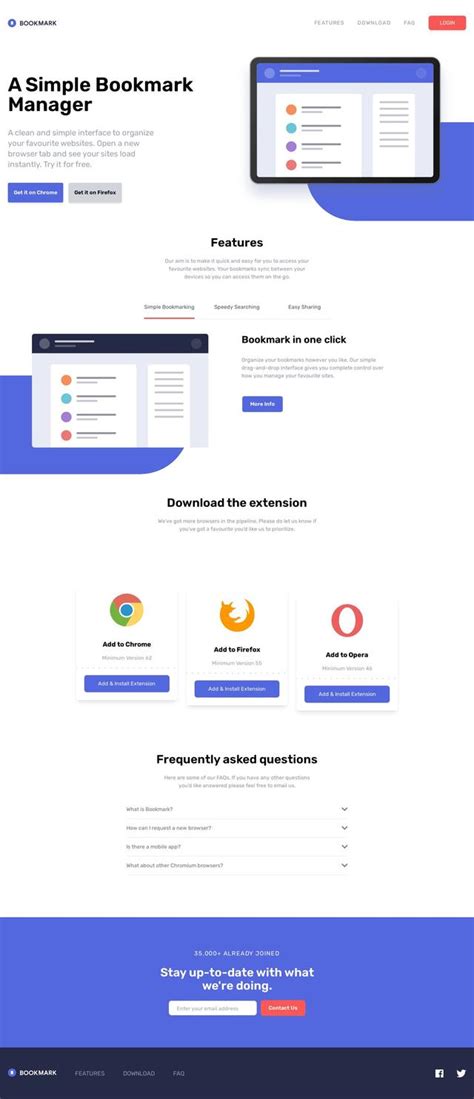Frontend Mentor Bookmark Landing Page Using Html Css Js