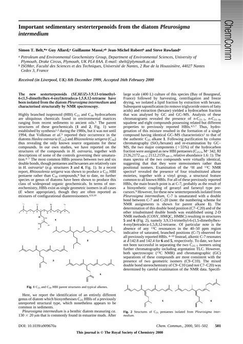 Pdf Important Sedimentary Sesterterpenoids From The Diatom