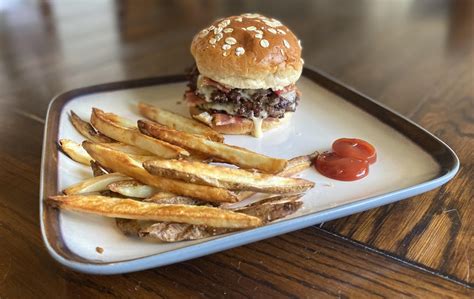 Homemade Double Bacon Cheese Smash Burger With French Fries Rfood