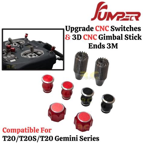 Jumper Upgrade Cnc Switches And 3d Cnc Gimbal Stick Ends 3m Compatible