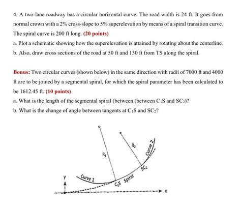 solved 4 a two lane roadway has a circular horizontal