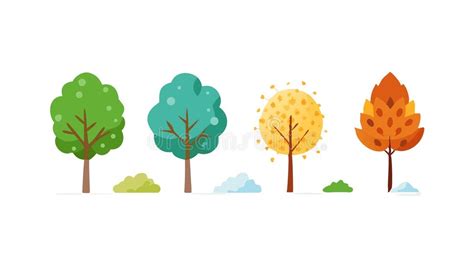 Diverse Tree Types Natural Landscape Environmental Graphics Vector
