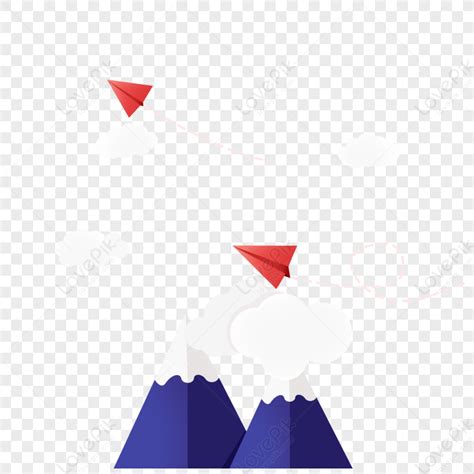 빨간 종이 일러스트 비행기 비행삼각형구름산 정상 Png 일러스트 무료 다운로드 Lovepik