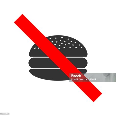 Kein Essen Durchgestrichen Zeichen Hamburger Mit Sesamsymbol Vektor