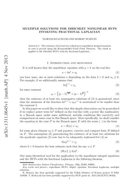 Pdf Multiple Solutions For Dirichlet Nonlinear Bvps Involving