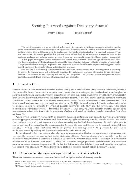 Pdf Securing Passwords Against Dictionary Attacks