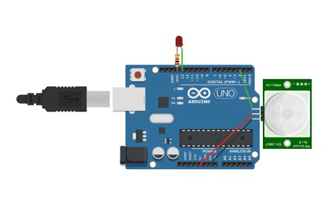 Circuit Design Interfacing Motion Sensor Using Arduino Tinkercad