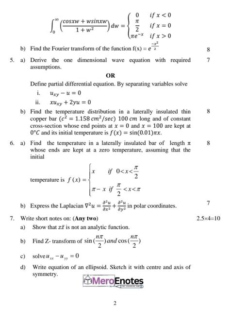 Pu Be Computer Engineering Mathematics Iv Question Paper 5th Semester