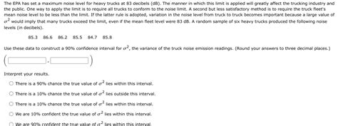 solved the epa has set a maximum noise level for heavy
