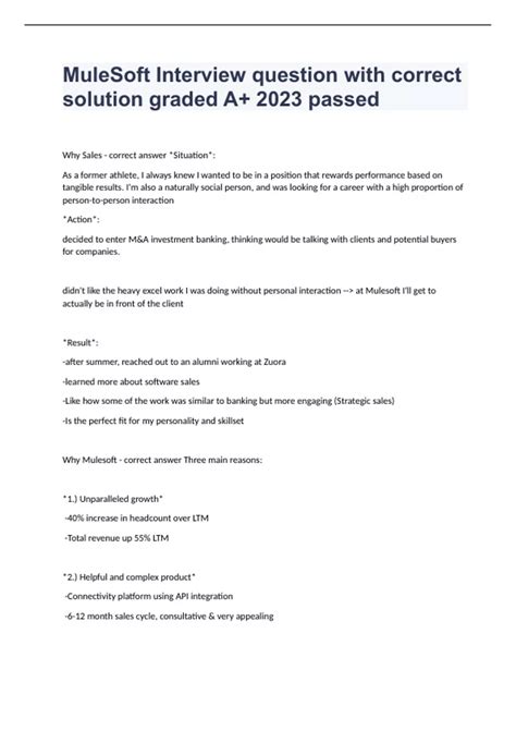 MuleSoft Interview Question With Correct Solution Graded A 2023 Passed MuleSoft Certification