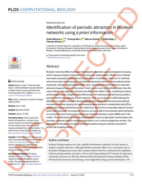 Pdf Identification Of Periodic Attractors In Boolean Networks Using A Priori Information