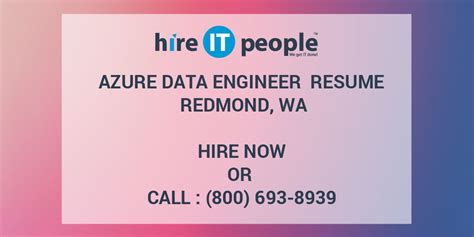 Azure Data Engineer Resume Redmond Wa Hire It People We Get It Done
