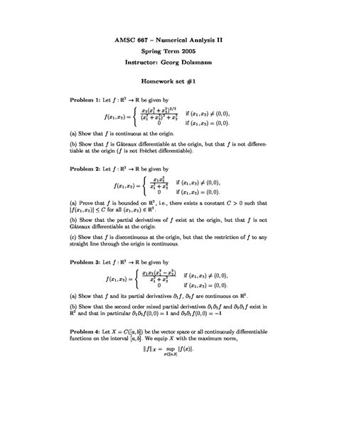 Practice Homework Set 1 Numerical Analysis Ii Amsc 667 Docsity