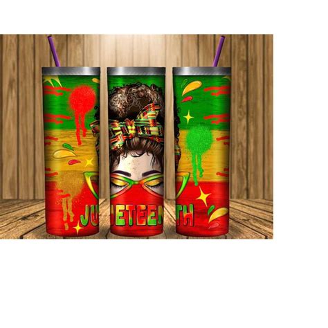 Juneteenth Afro Messy Bun Tumbler Png Oz Skinny Tumbler Pn Inspire