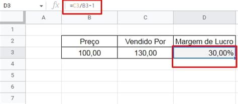 como calcular margem de lucro em porcentagem excel design talk