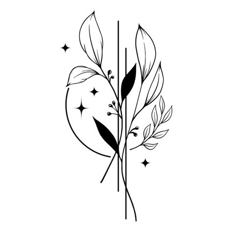 Premium Vector Leaf Branch With Round Line Decoration Premium Vector Leaf Branch With Round Line Decoration