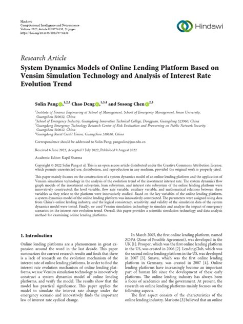 System Dynamics Models Of Online Lending Platform Based On Vensim Simulation Pdf Loans