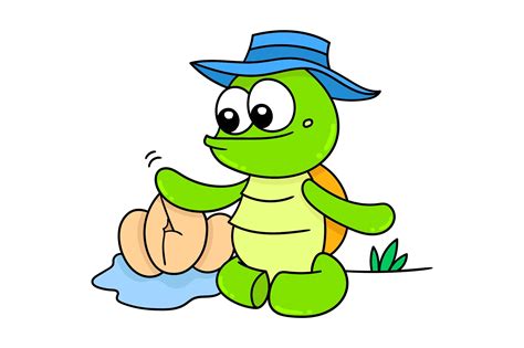 The Turtle Is Caring For Its Eggs Graphic By Digiard · Creative Fabrica