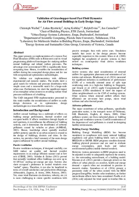 Pdf Validation Of Grasshopper Based Fast Fluid Dynamics For Air Flow