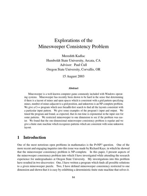 Exploring Minesweeper Consistency Problem Download Free Pdf