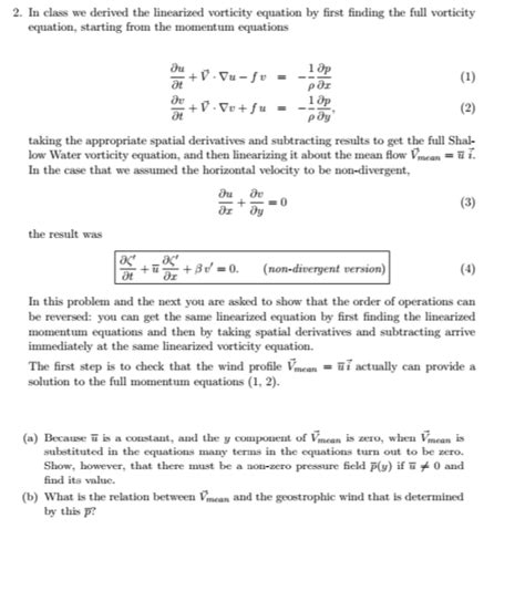 In Class We Derived The Linearized Vorticity Equation