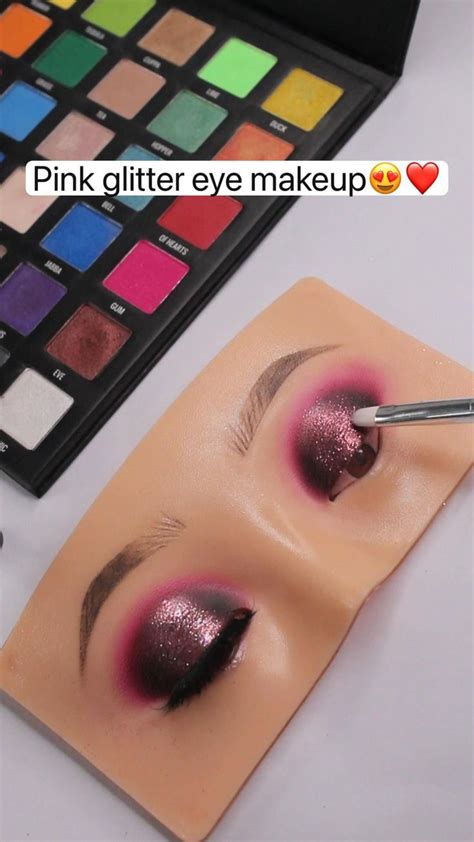 Pink Glitter Eye Makeup😍 ️ Eye Makeup Halo Eye Makeup Shimmer Eye