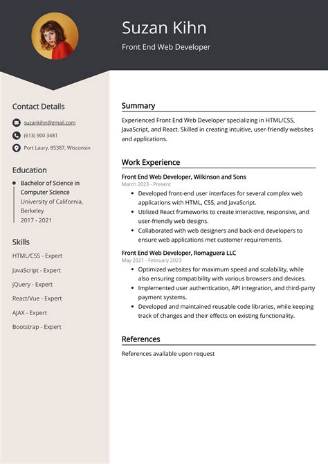 Web Developer Resume Example With Real Content 14 Web Developer