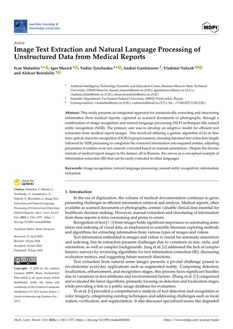 Pdf Image Text Extraction And Natural Language Processing Of Unstructured Data From Medical