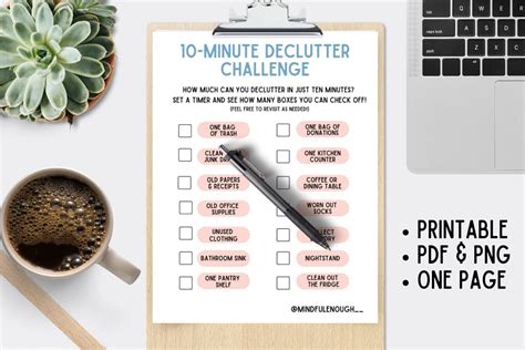 Printable Declutter Challenge Checklist Minimalism Challenge Declutter Worksheet Printable