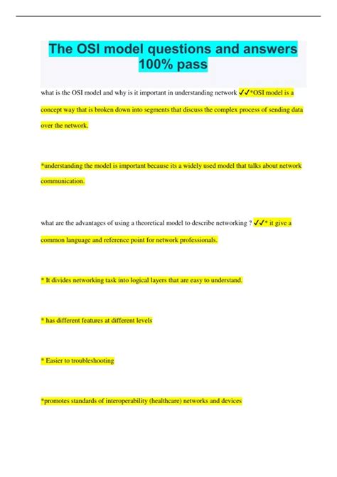 The Osi Model Questions And Answers 100 Pass The Osi Model Stuvia Us
