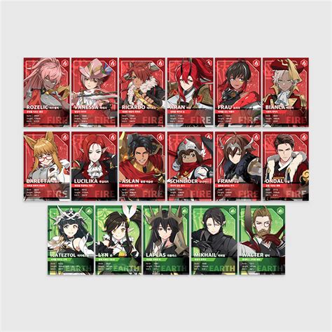 콜라보 [로드 오브 히어로즈 4주년] 트레이딩 프로필 카드 3~4주차 불 대지 속성 영웅 17종 3매입