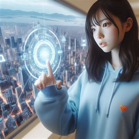 Premium Photo Interacting With Futuristic Holographic Interface With Generative Ai