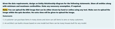 Solved Given The Data Requirements Design An Chegg