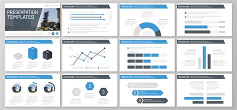 다목적 프레 젠 테이 션 템플릿 슬라이드 그래프와 차트에 대 한 파란색 요소의 집합입니다 전단지와 전단지 기업 보고서 마케팅