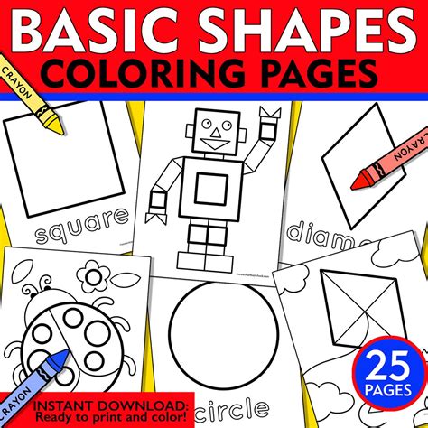 Shapes Coloring Pages 25 Printable Basic Shape Illustrations Pdf