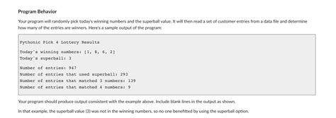 Solved Program Behavior Your Program Will Randomly Pick