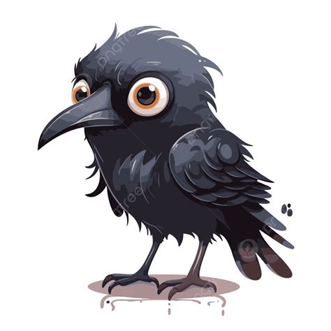 Cute Crow Vector Sticker Clipart Cartoon Illustration