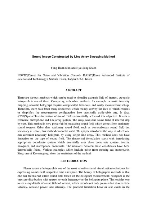 Pdf Sound Image Constructed By Line Array Sweeping Method