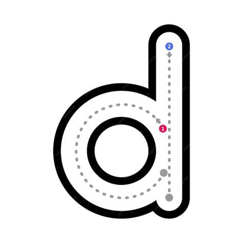 Premium Vector Tracing Alphabet Letter D Lowercase Prewriting Dotted Line Element For