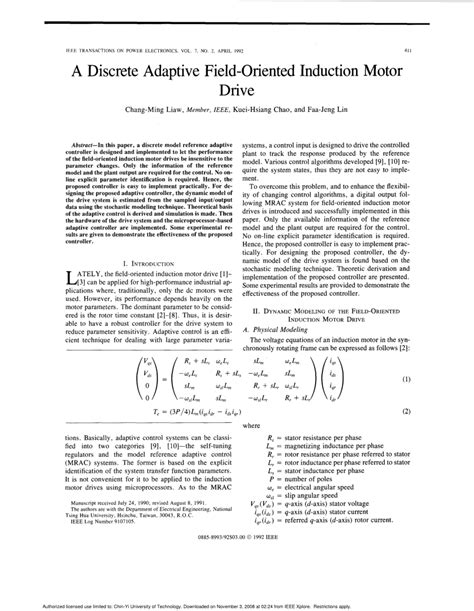 Pdf A Discrete Adaptive Field Oriented Induction Motor Drive